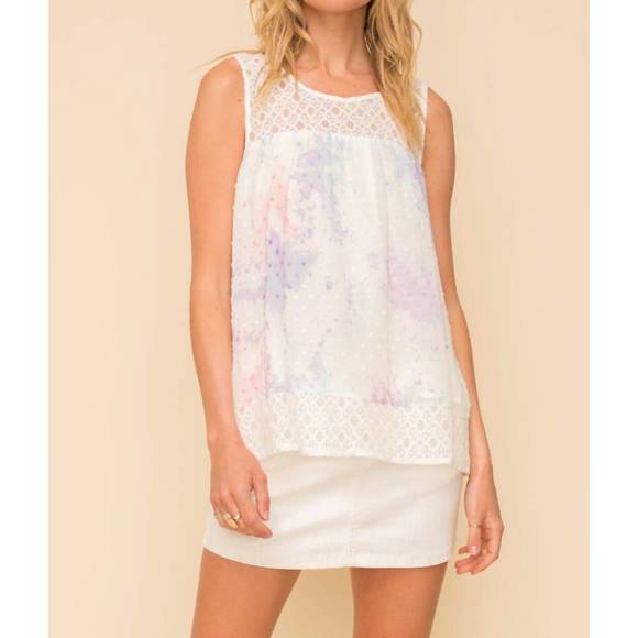 Hem & Thread | Tops | New Hem Thread Tie Dye Swiss Dot Lace Yoke Blouse ...